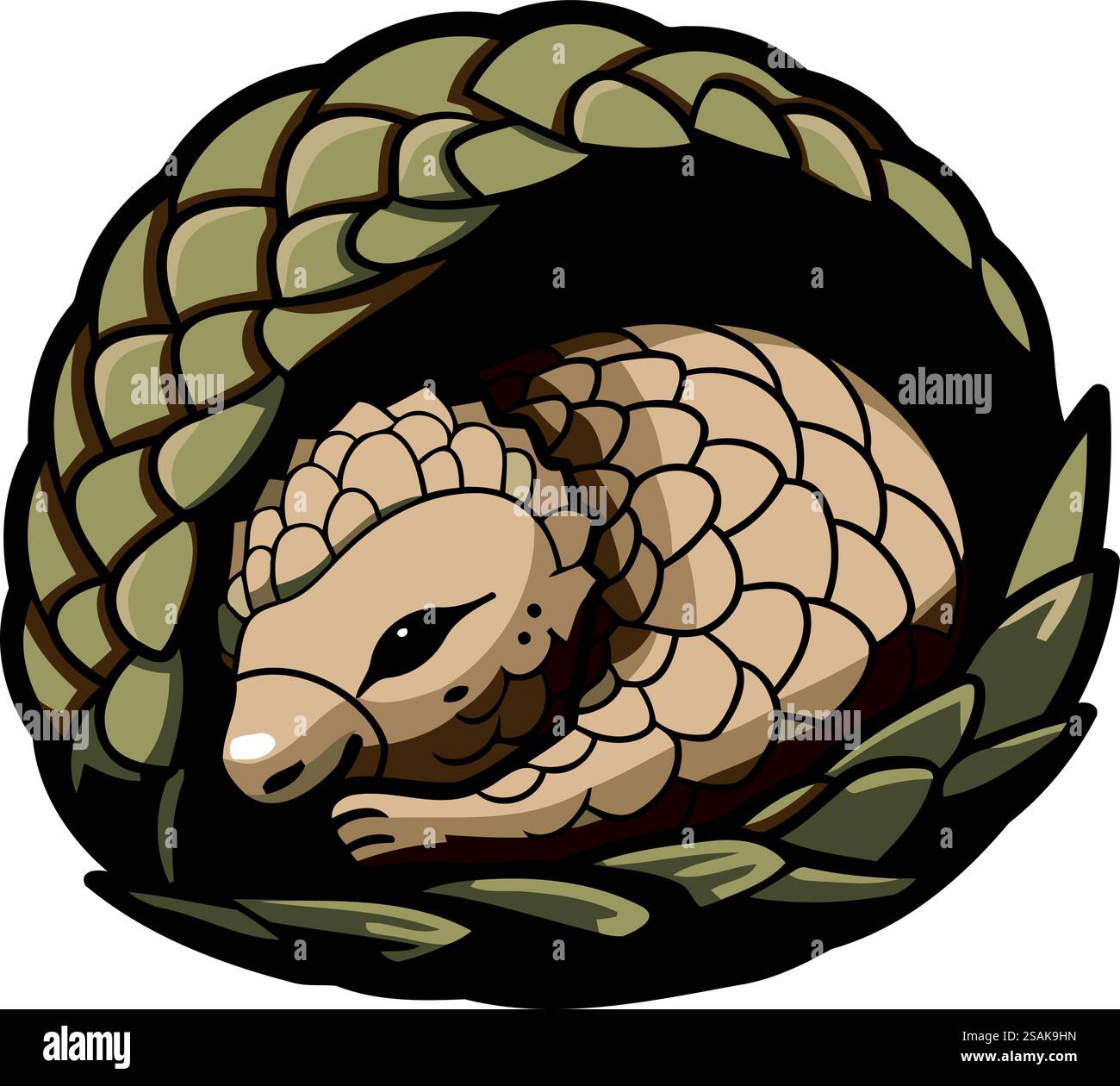 Cute cartoon snake in a nest. Vector illustration isolated on white ...