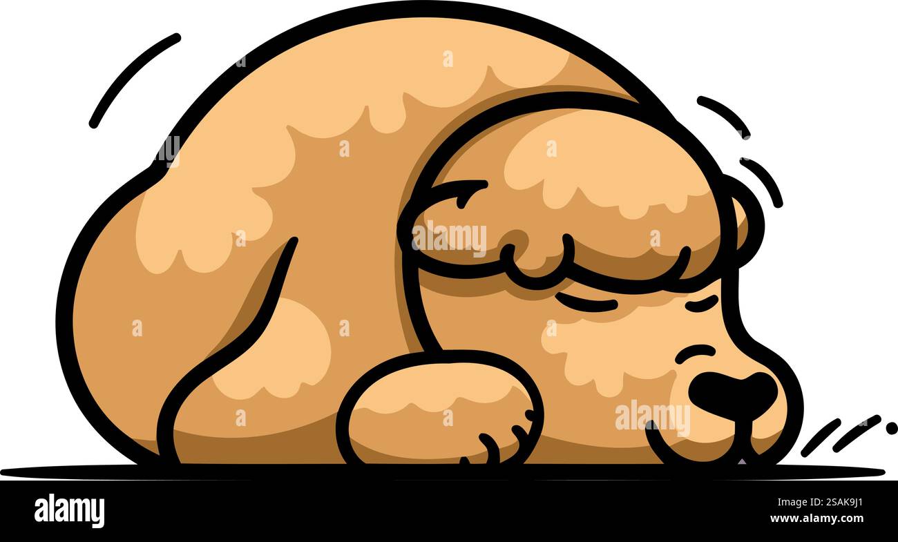 Cute cartoon dog sleeping. Vector illustration. Isolated on white ...