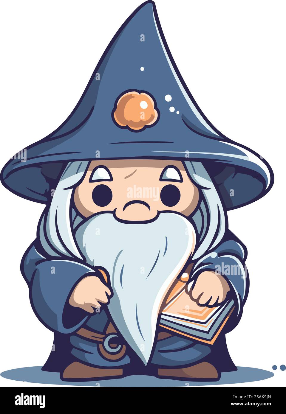 Cartoon illustration of a wizard reading a book. Vector illustration ...