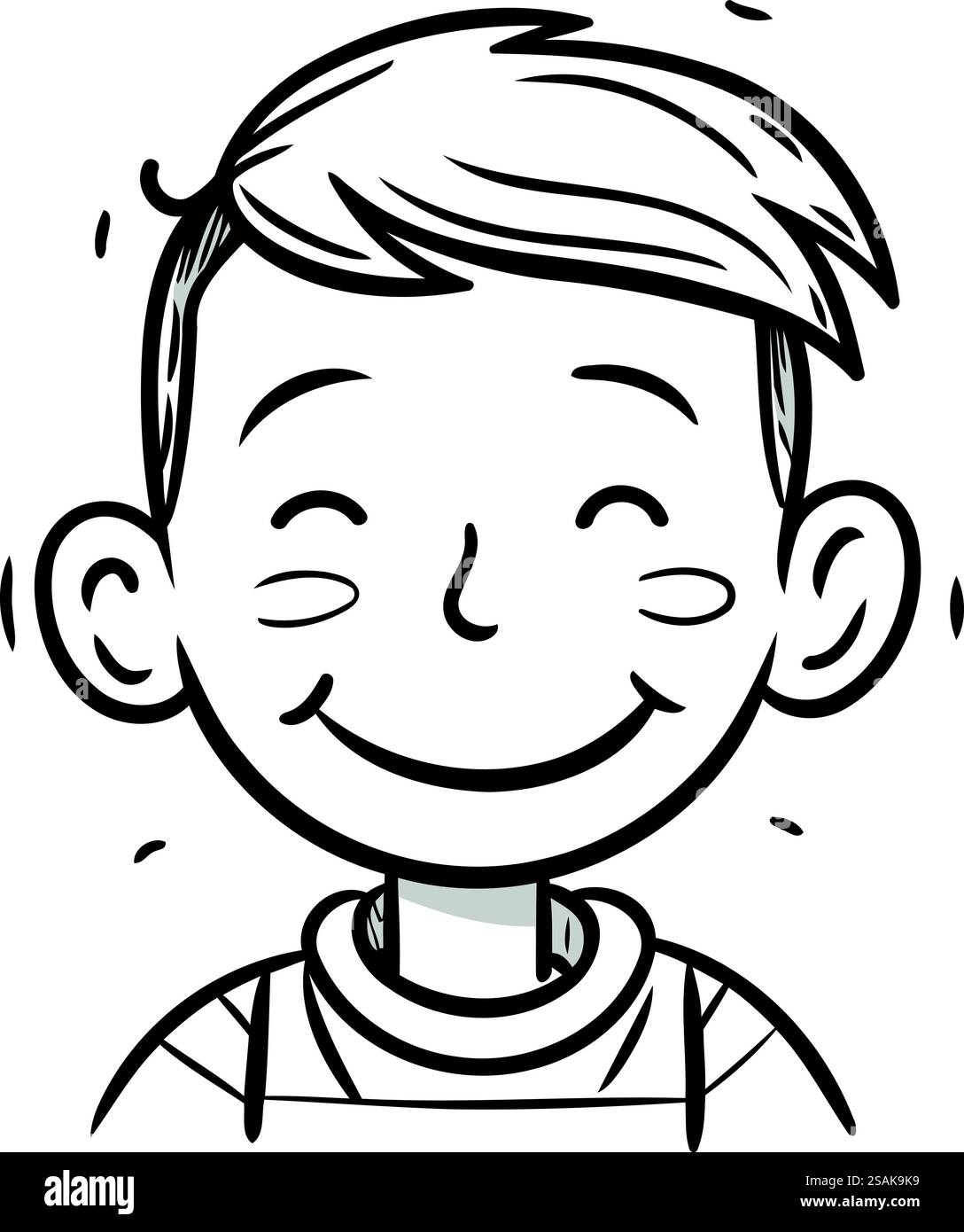 Vector illustration of a happy smiling boy. Hand drawn cartoon style ...