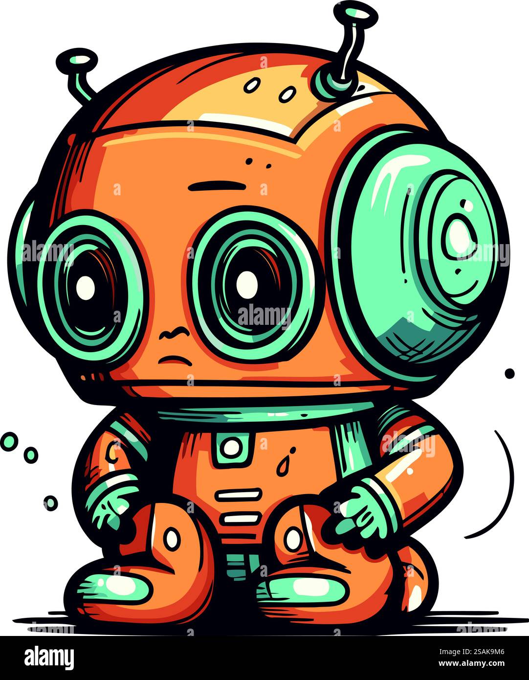 Cute cartoon robot. Vector illustration. Isolated on white background ...