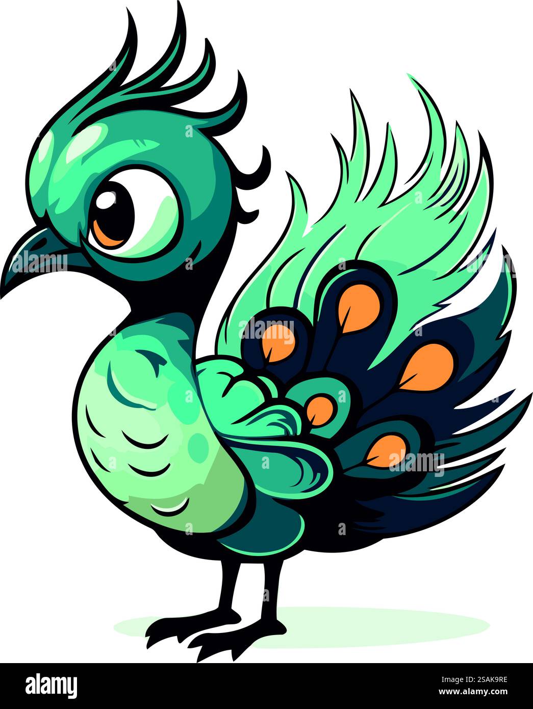 Cartoon peacock. Vector illustration. Isolated on white background ...