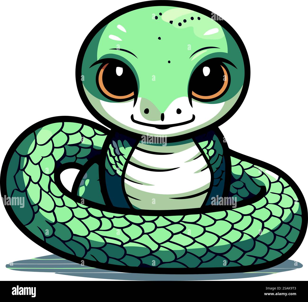 Cute cartoon snake. Vector illustration on white background. Isolated ...