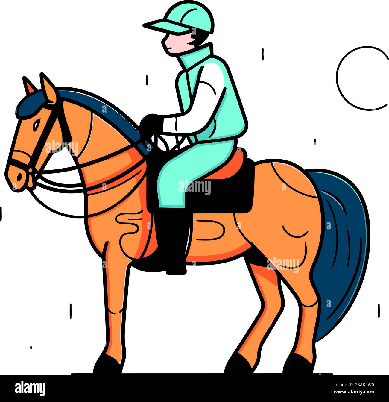 Horse riding. Vector illustration in flat cartoon style on white ...