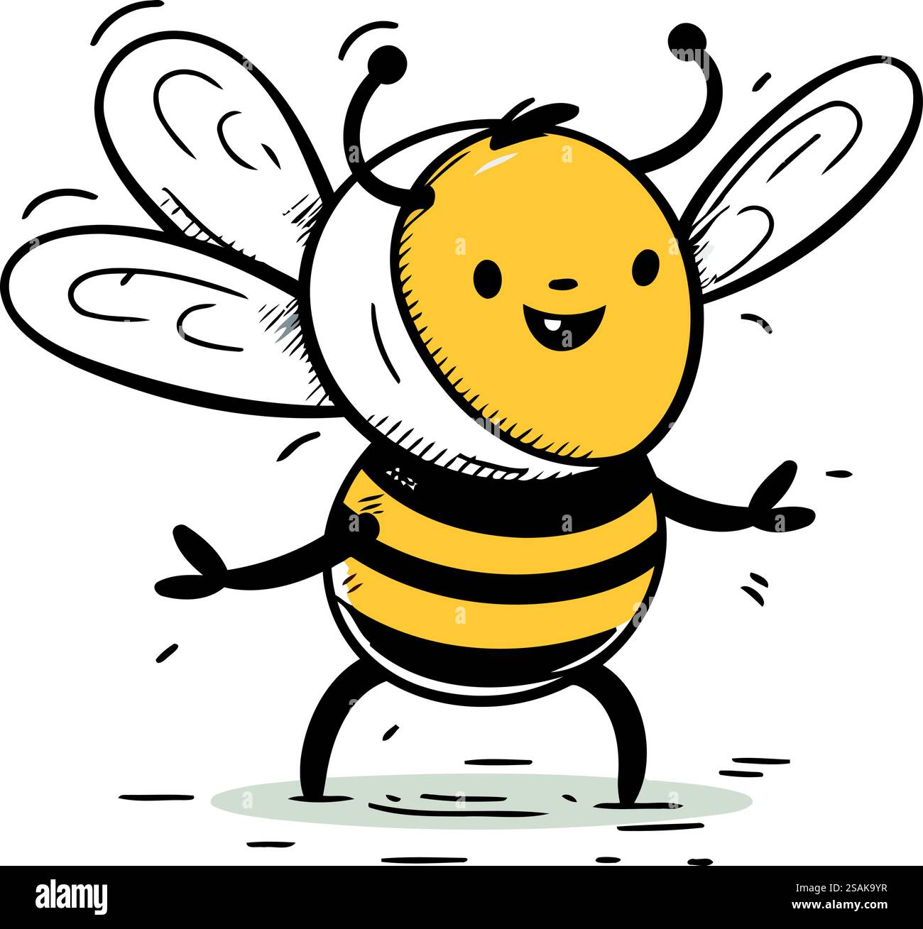 Cute cartoon bee. Vector illustration. Isolated on white background ...