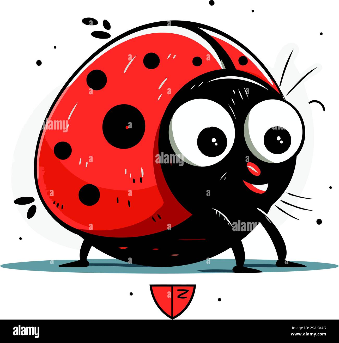 Cartoon ladybug with big eyes. Vector illustration on white background ...