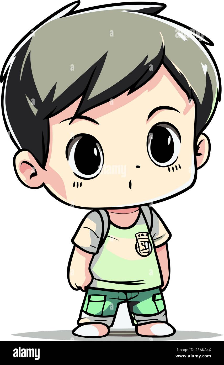 cute little boy cartoon vector illustration graphic design. eps10 Stock ...