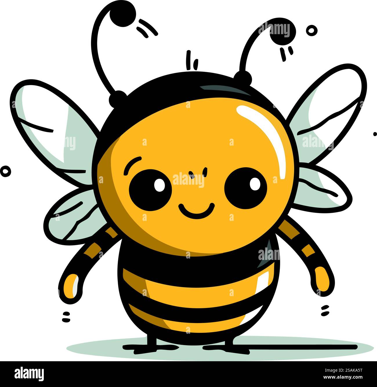 Cute cartoon bee. Vector illustration. Isolated on white background ...