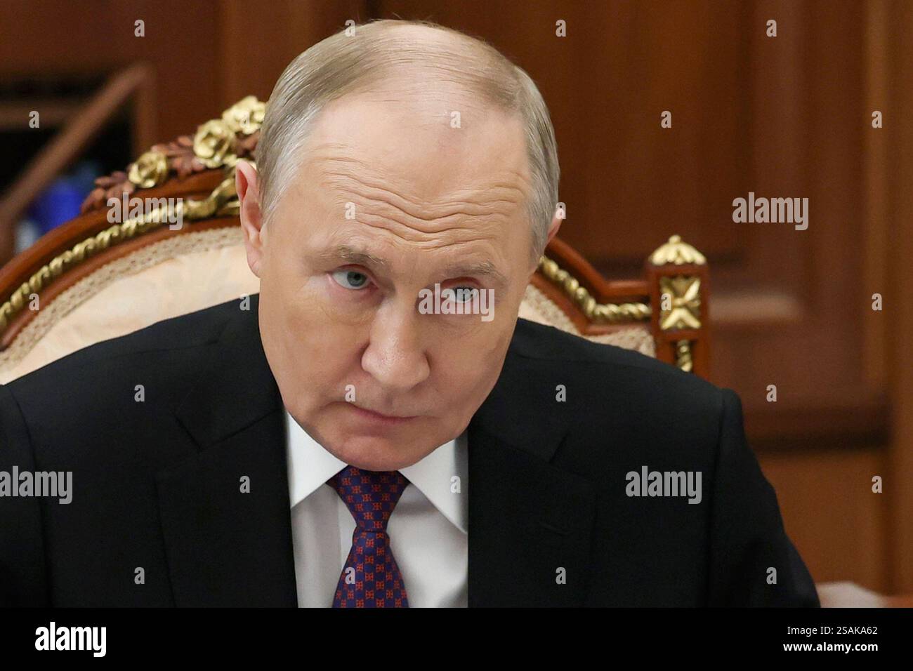 Russian President Vladimir Putin attends a meeting with Transport ...