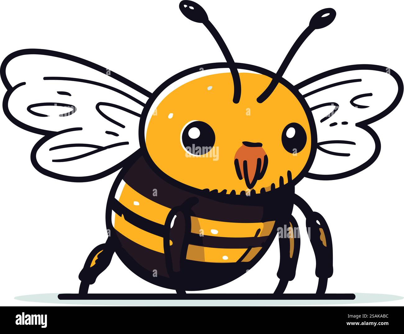 Cartoon cute bee. Vector illustration. Isolated on white background ...