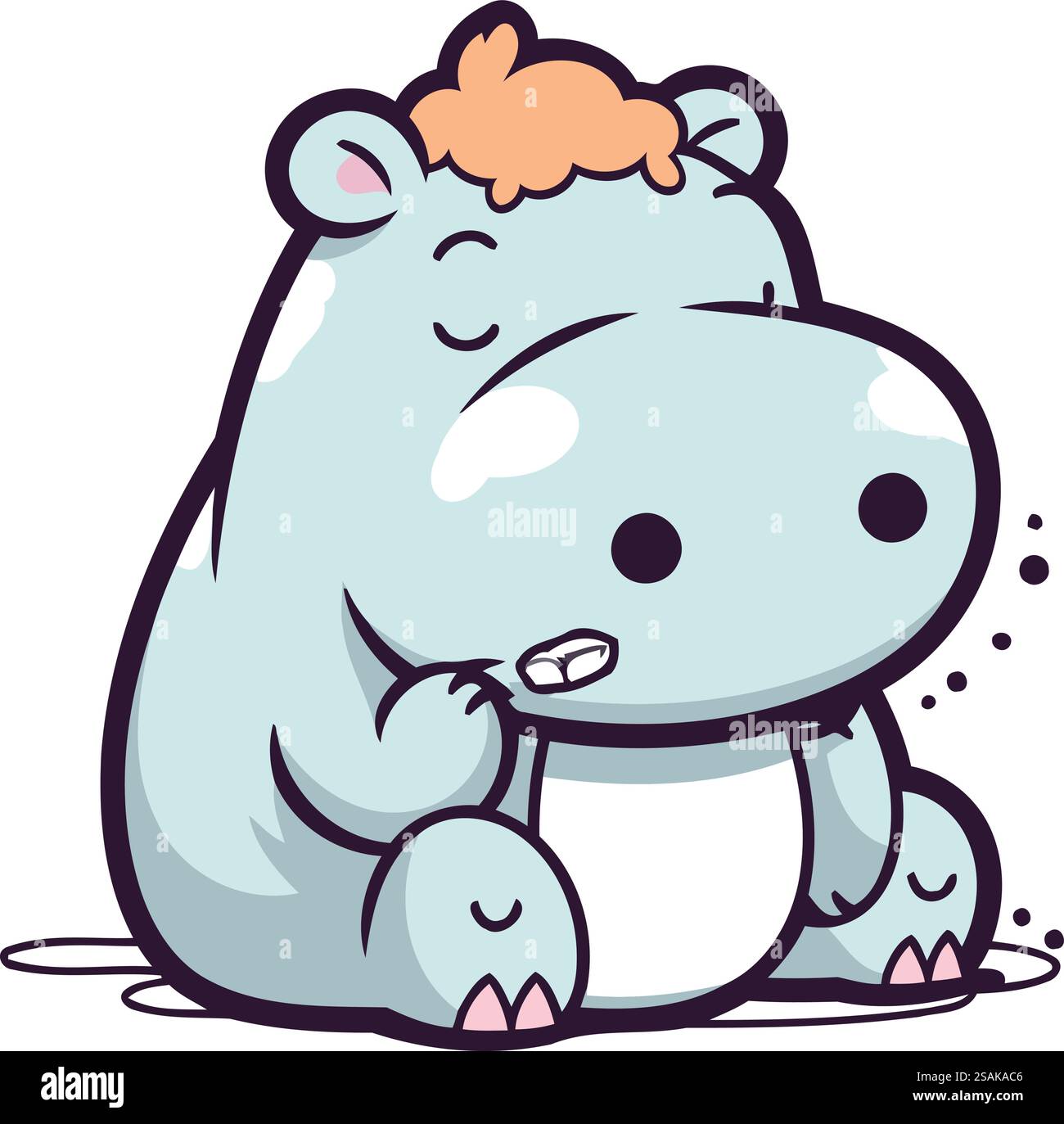 Cute cartoon hippo. Vector illustration isolated on white background ...