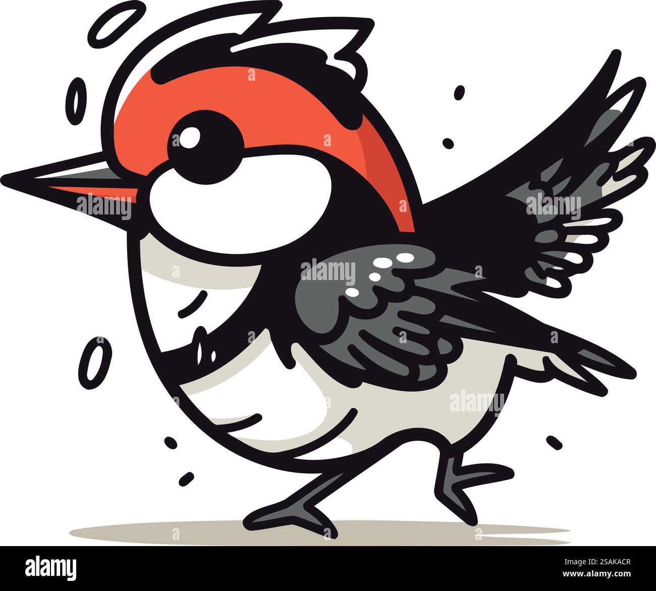 Vector illustration of a cute cartoon woodpecker on white background ...