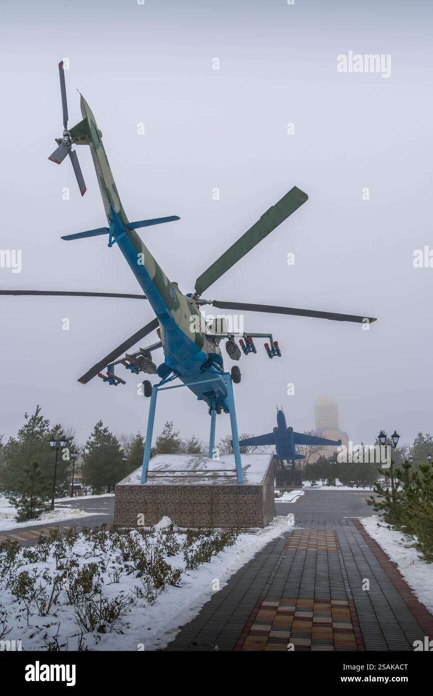The Soviet Russian military helicopters used as memorial in the city of ...