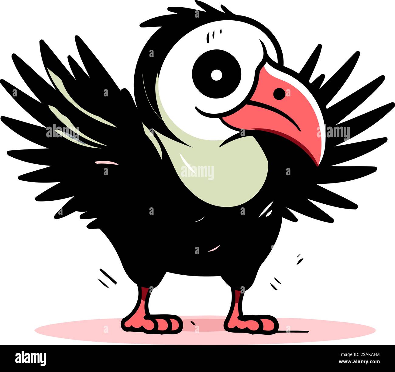Vector illustration of a cute cartoon vulture. Isolated on white ...