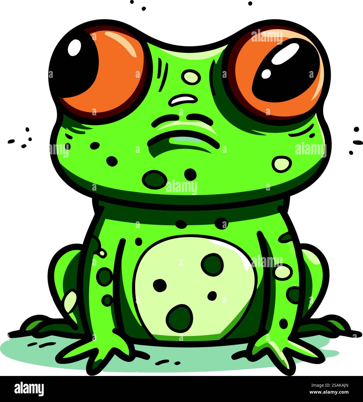 Cartoon frog with sad eyes. Vector illustration isolated on white ...