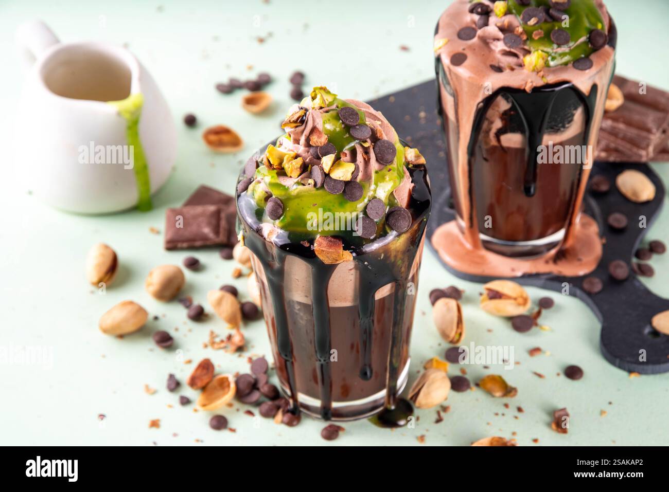 Dubai chocolate milkshake, crazy shake dark chocolate cocktail, with ...