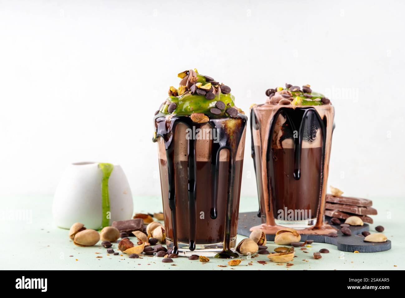 Dubai chocolate milkshake, crazy shake dark chocolate cocktail, with ...