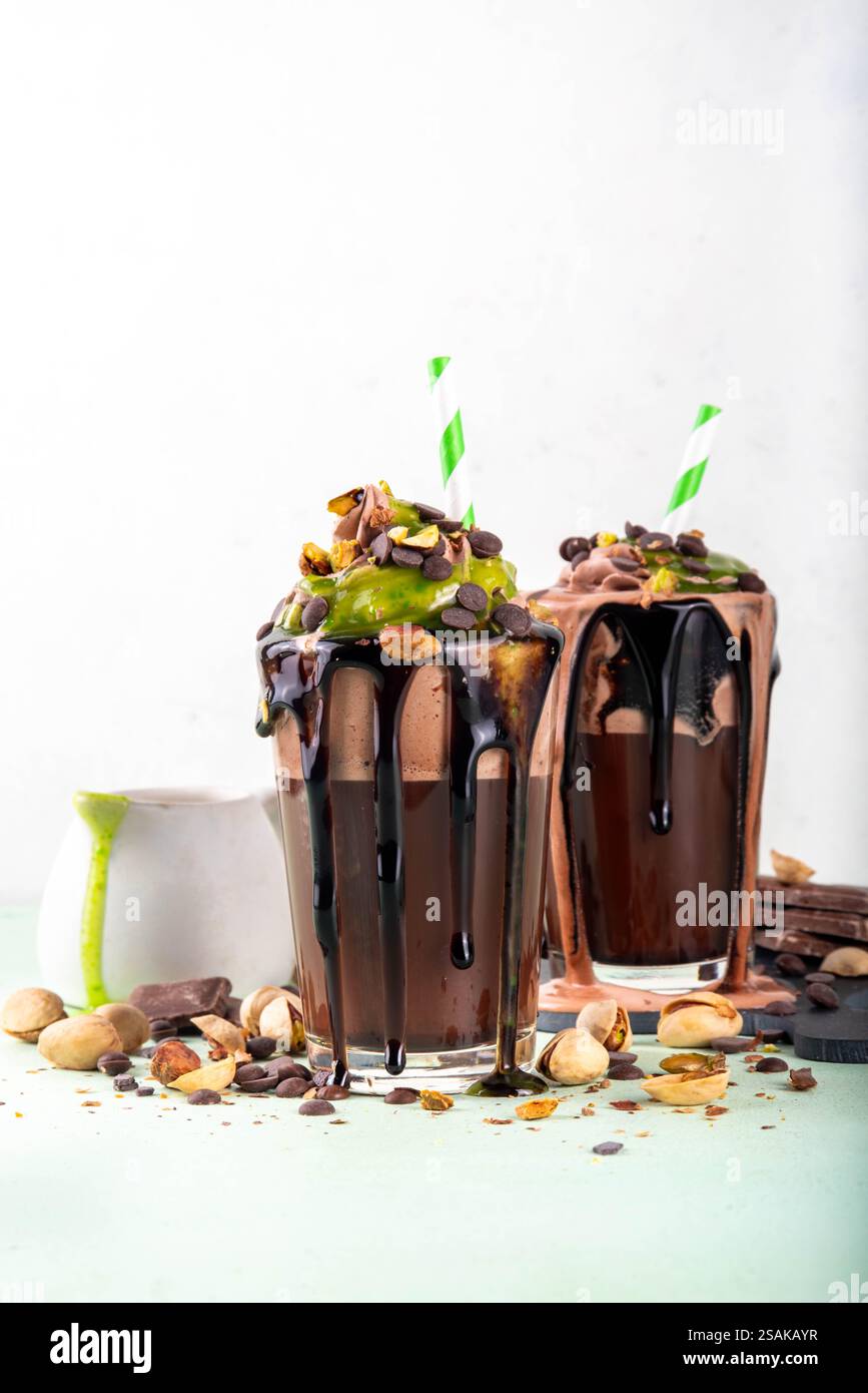 Dubai chocolate milkshake, crazy shake dark chocolate cocktail, with ...