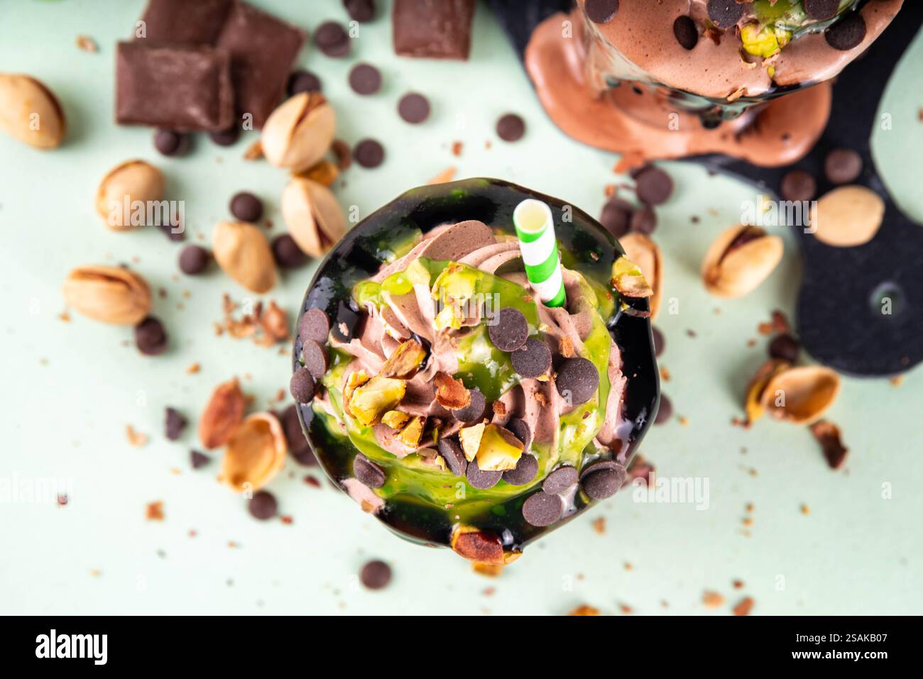 Dubai chocolate milkshake, crazy shake dark chocolate cocktail, with ...