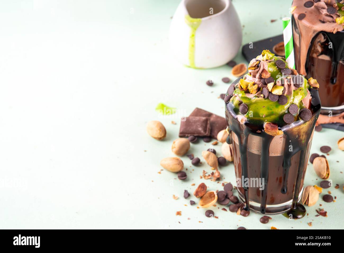 Dubai chocolate milkshake, crazy shake dark chocolate cocktail, with ...