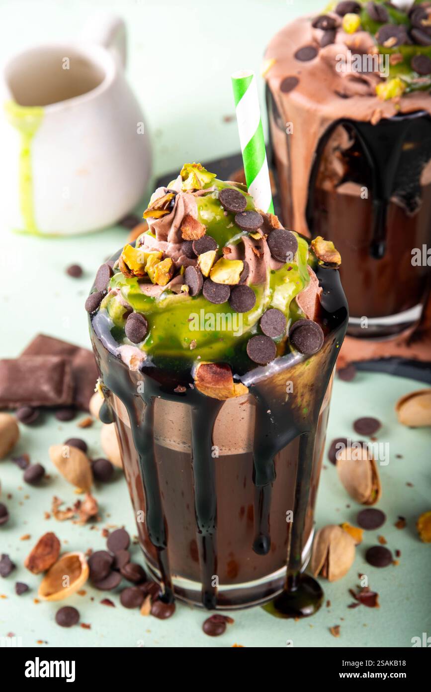 Dubai chocolate milkshake, crazy shake dark chocolate cocktail, with ...