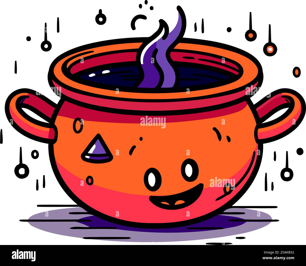 Cute kawaii pot with boiling water. Vector illustration Stock Vector ...