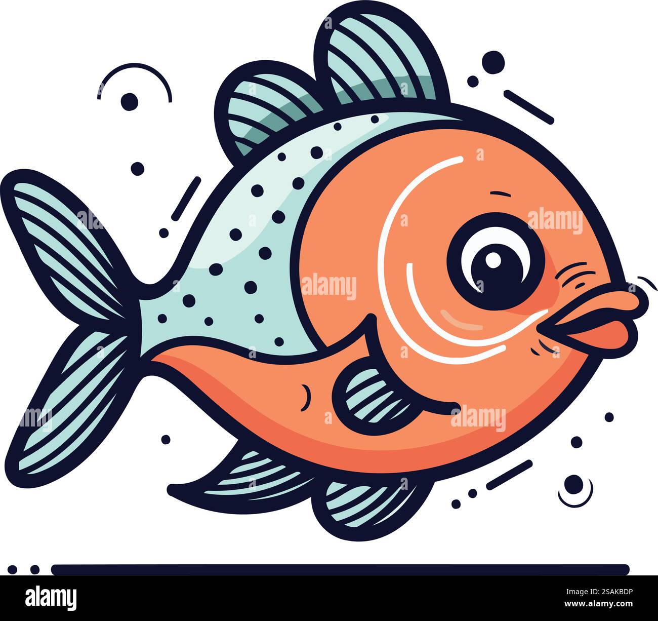 Cute cartoon fish. Vector illustration in doodle style Stock Vector ...