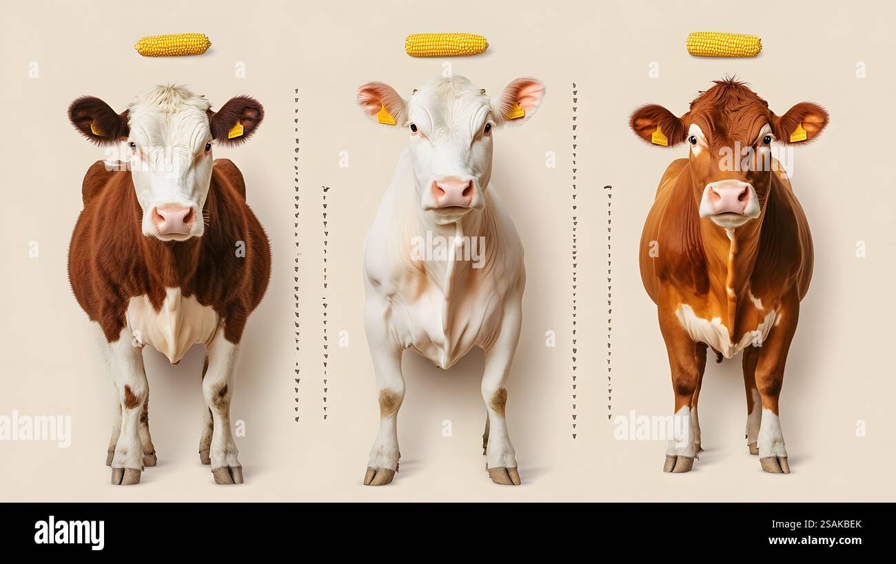 Three Cute and Curious Cows Standing in a Verdant Pastoral Field ...