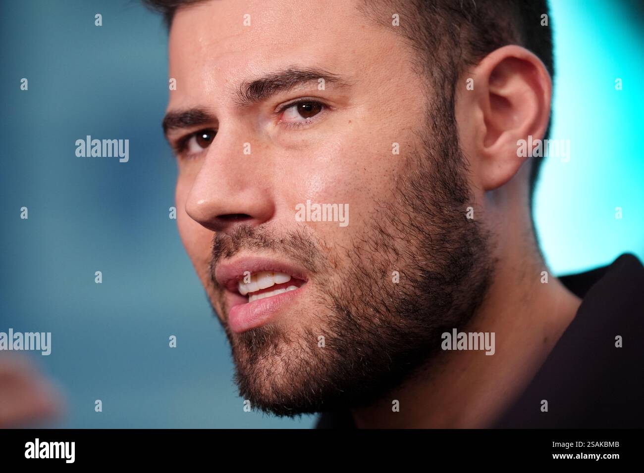 Boxing promoter Ben Shalom is interviewed following a press conference ...