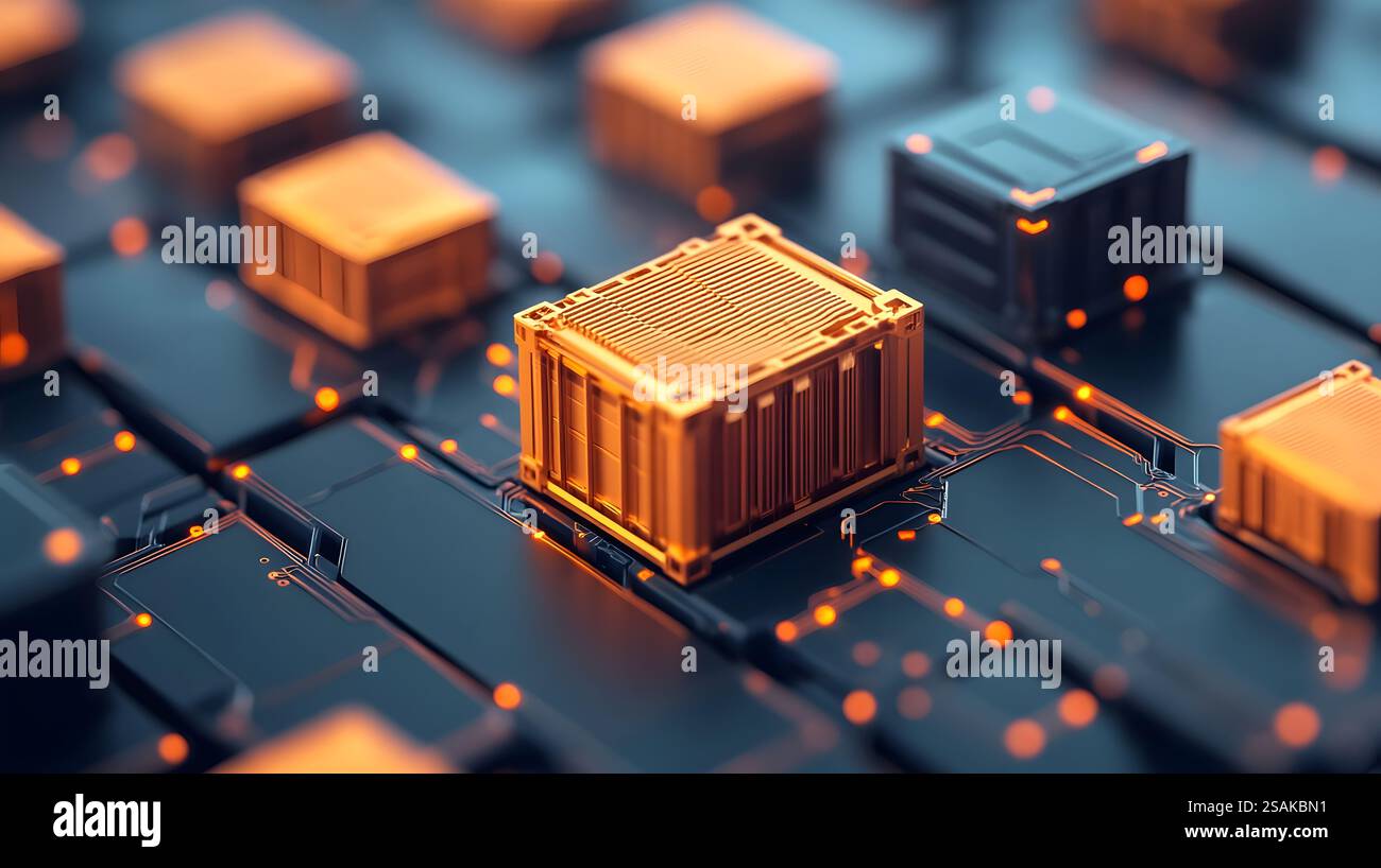 Streamlined Hexagonal Network with Cargo Icons:A Futuristic 3D of ...