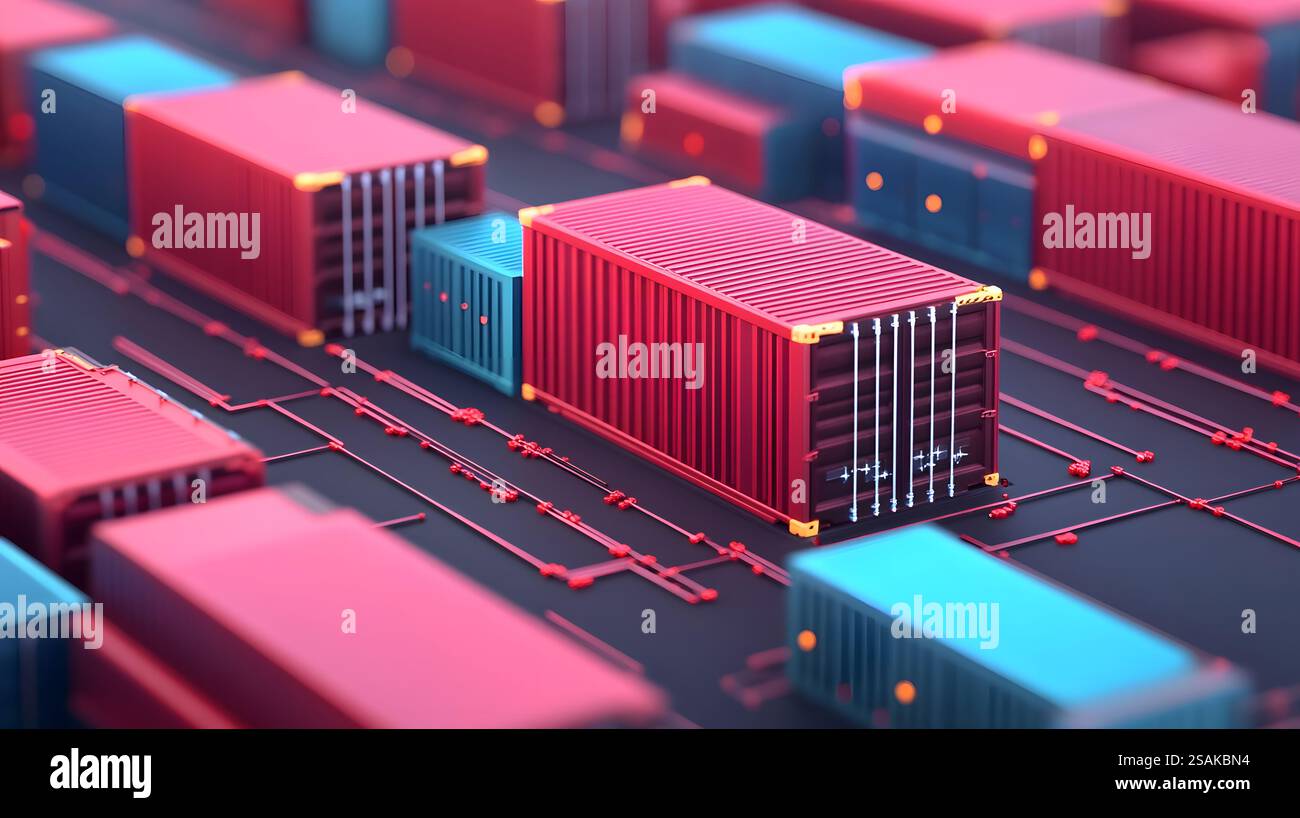 Streamlined Cargo Tracking Network - Hexagonal 3D Logistics Depicting ...