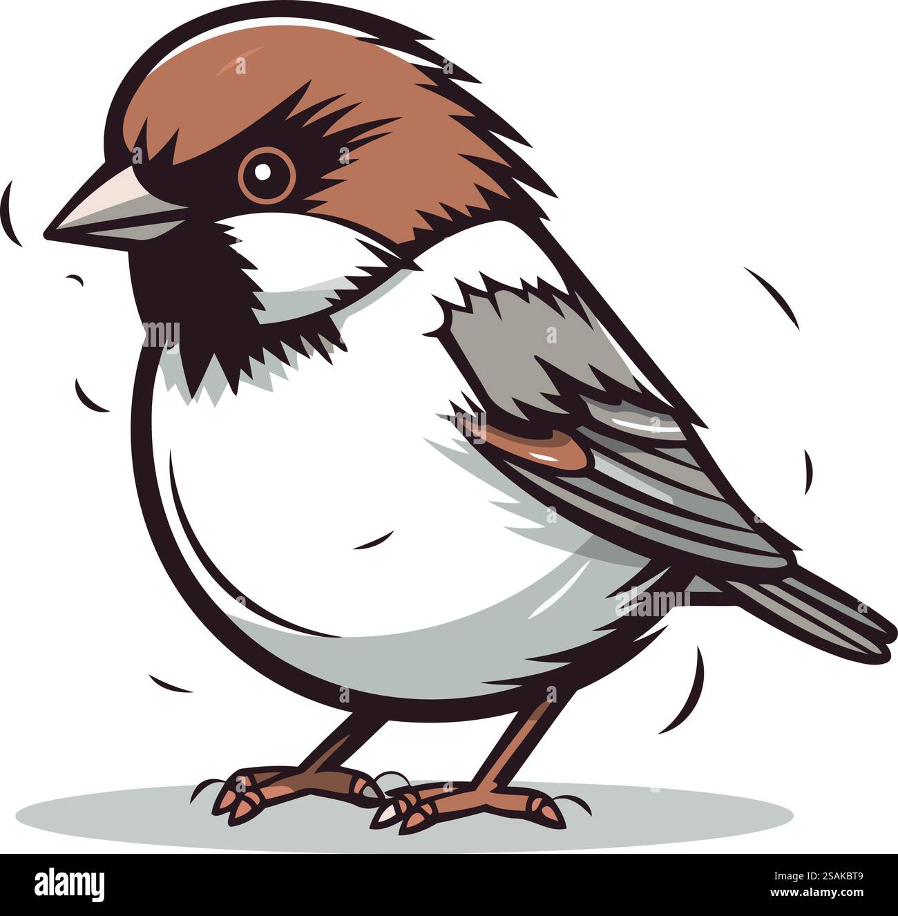 Cartoon sparrow isolated on a white background. Vector illustration ...