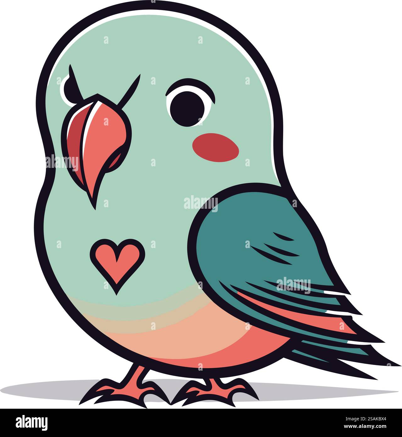 Cute bird with heart on its beak. Vector illustration Stock Vector Image & Art - Alamy