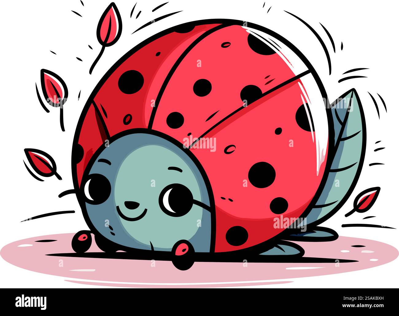 Cute ladybug cartoon vector illustration. Isolated on white background ...