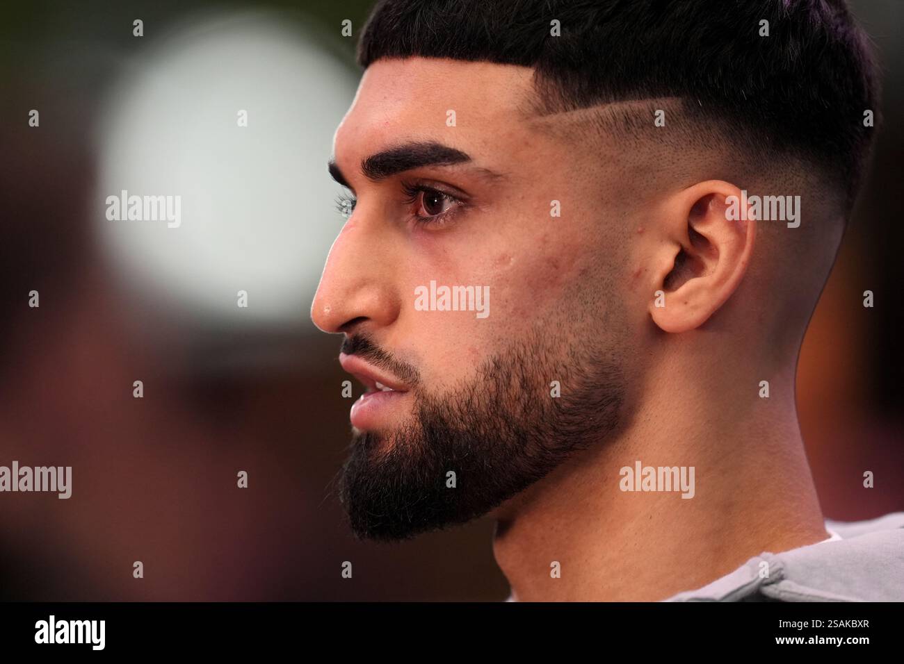 Adam Azim is interviewed following a press conference at BOXPARK ...