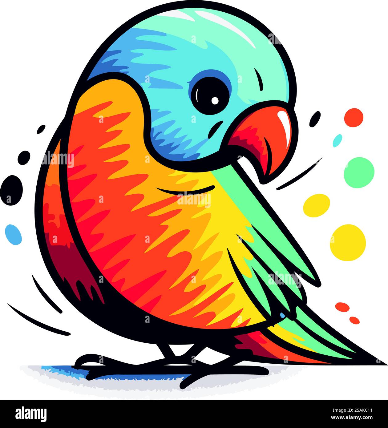Colorful cartoon parrot. Vector illustration isolated on white ...