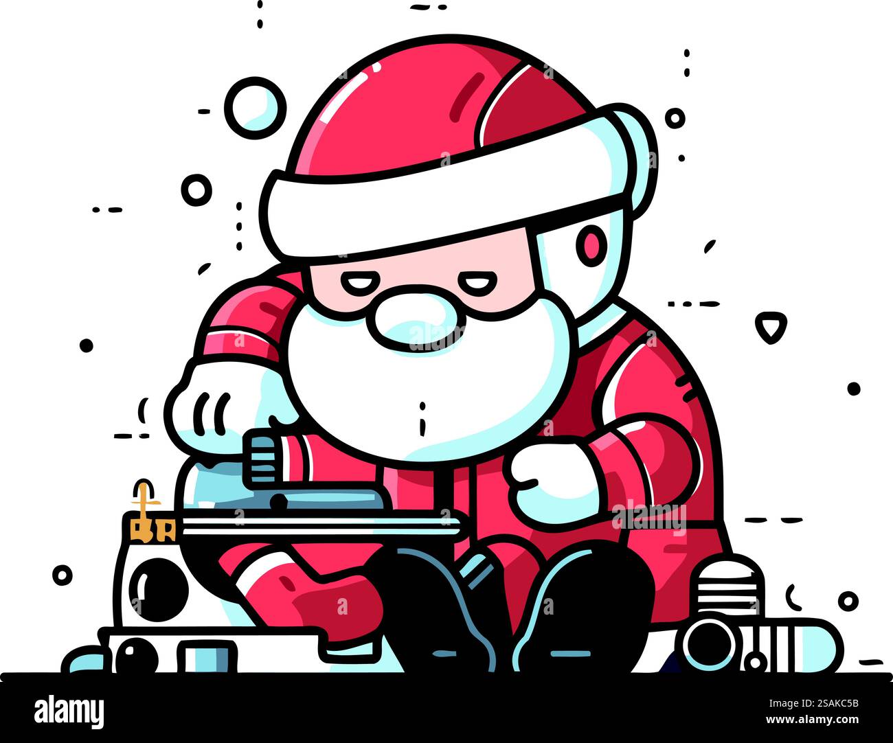 Santa Claus playing video game. Vector illustration of Santa Claus ...