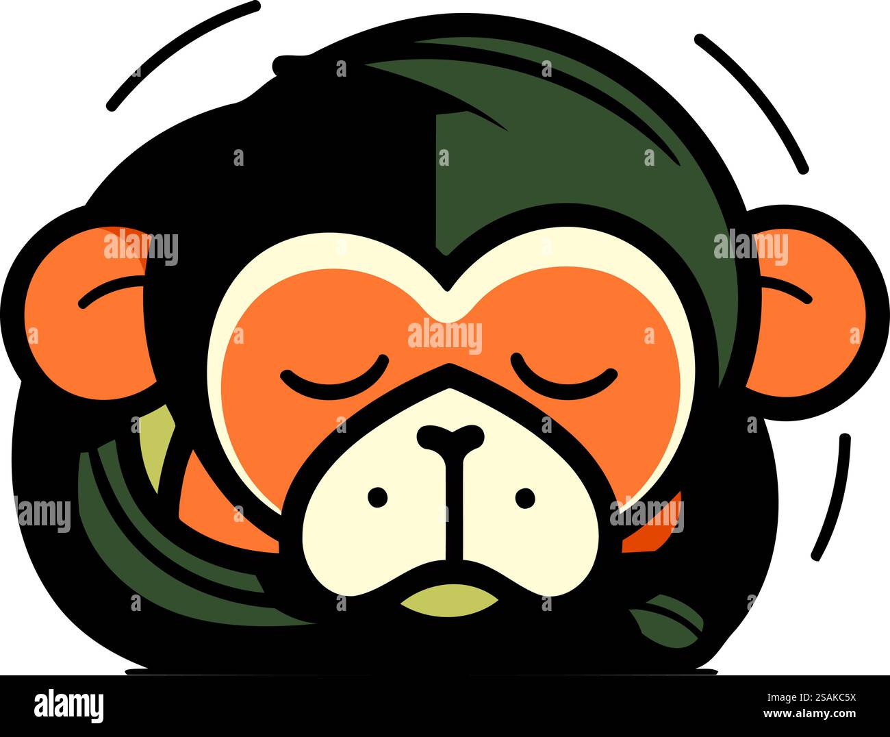 Cute monkey face. Vector illustration isolated on a white background ...