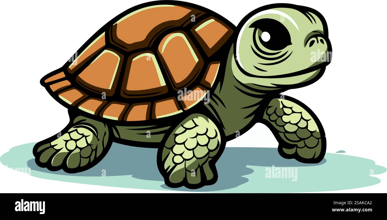Cartoon tortoise isolated on a white background. Vector illustration ...