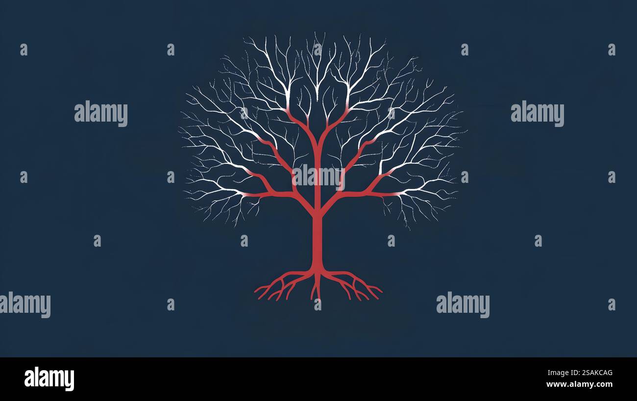 Abstract tree diagram depicting the interconnected roots of integrity and the branching growth ...