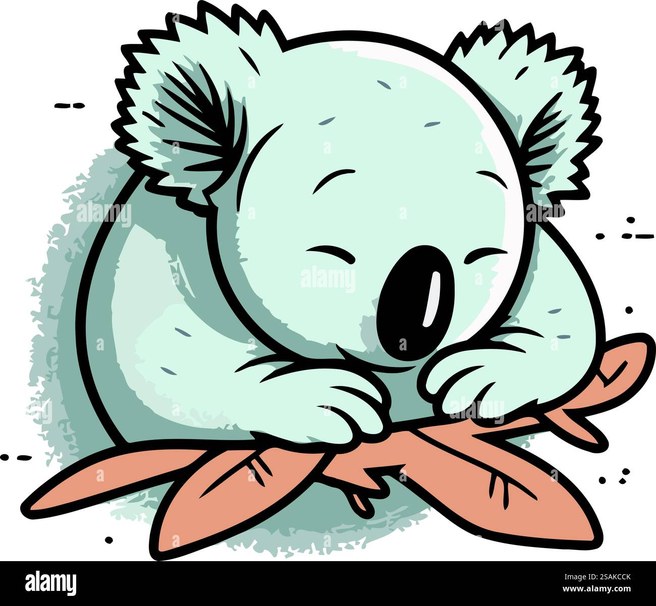 Koala sleeping on a branch. Cute cartoon vector illustration Stock ...