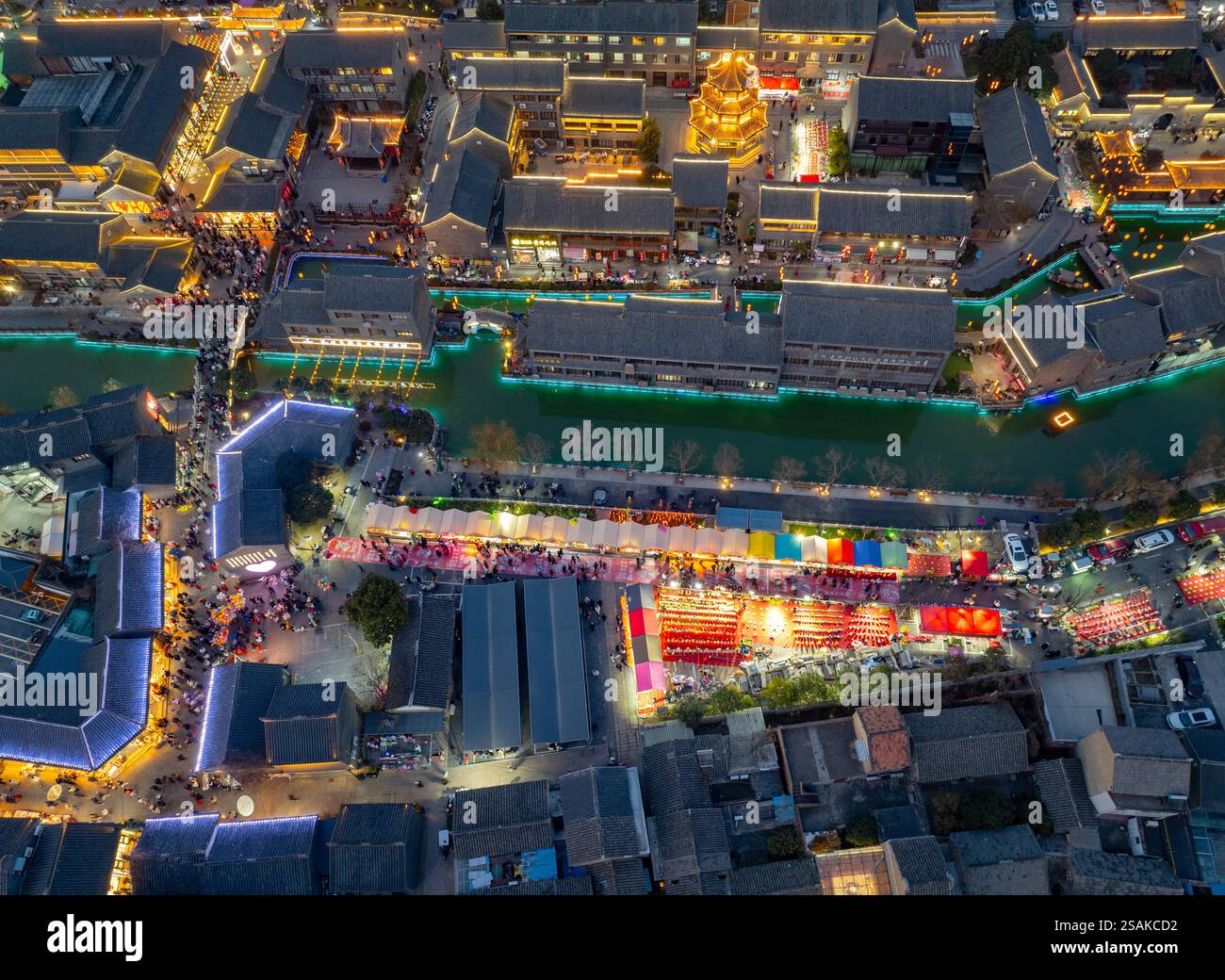 HUAI'AN, CHINA - JANUARY 30, 2025 - Tourists visit the Hexia Ancient ...