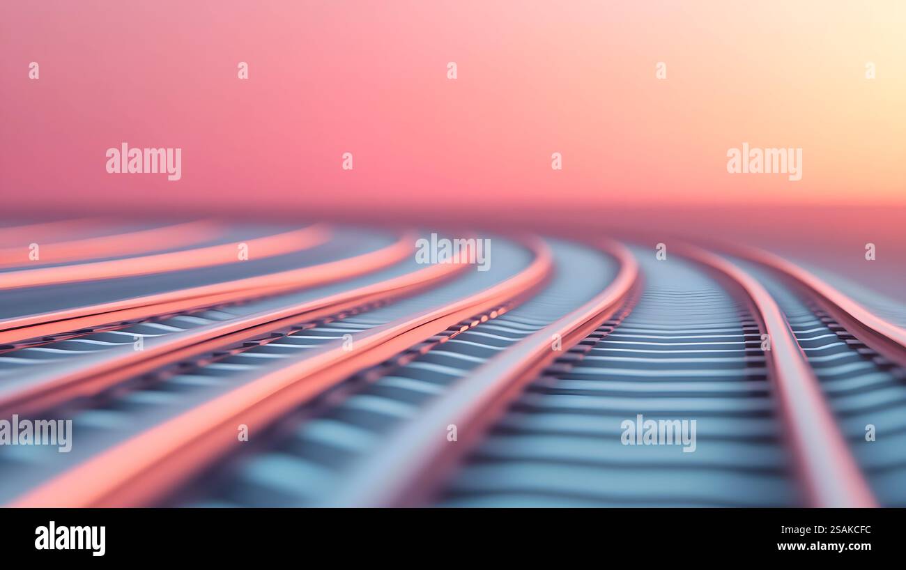 Futuristic urban landscape with an interconnected rail network ...