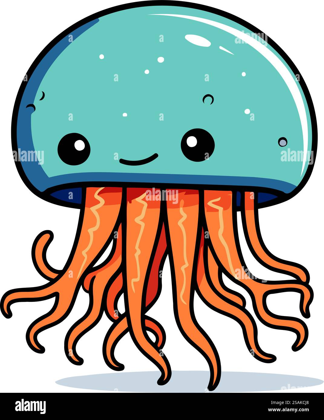 Cute cartoon jellyfish character. Vector illustration isolated on white ...