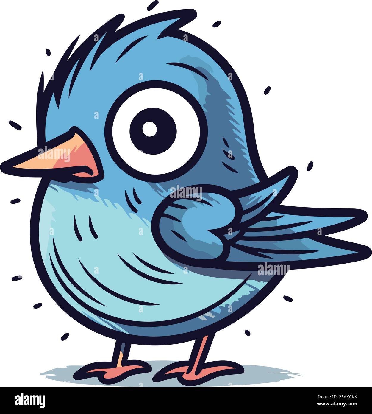 Cute cartoon blue bird. Vector illustration isolated on white ...