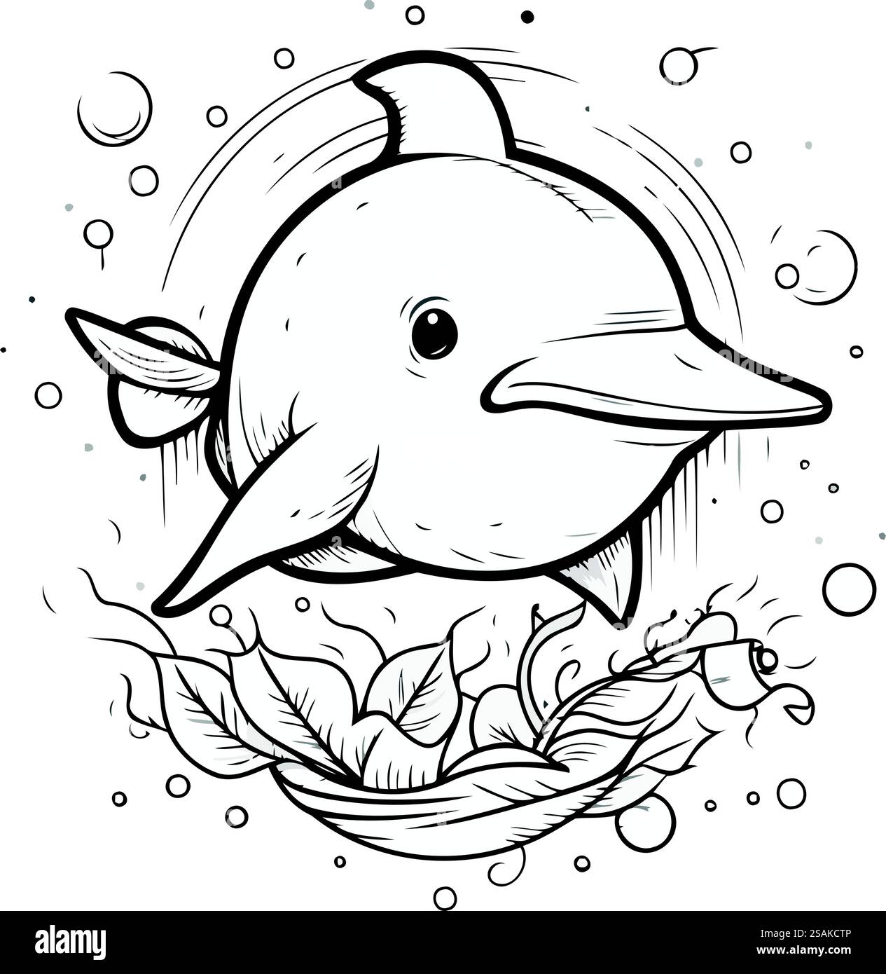 Dolphin. Hand drawn vector illustration in doodle style Stock Vector ...