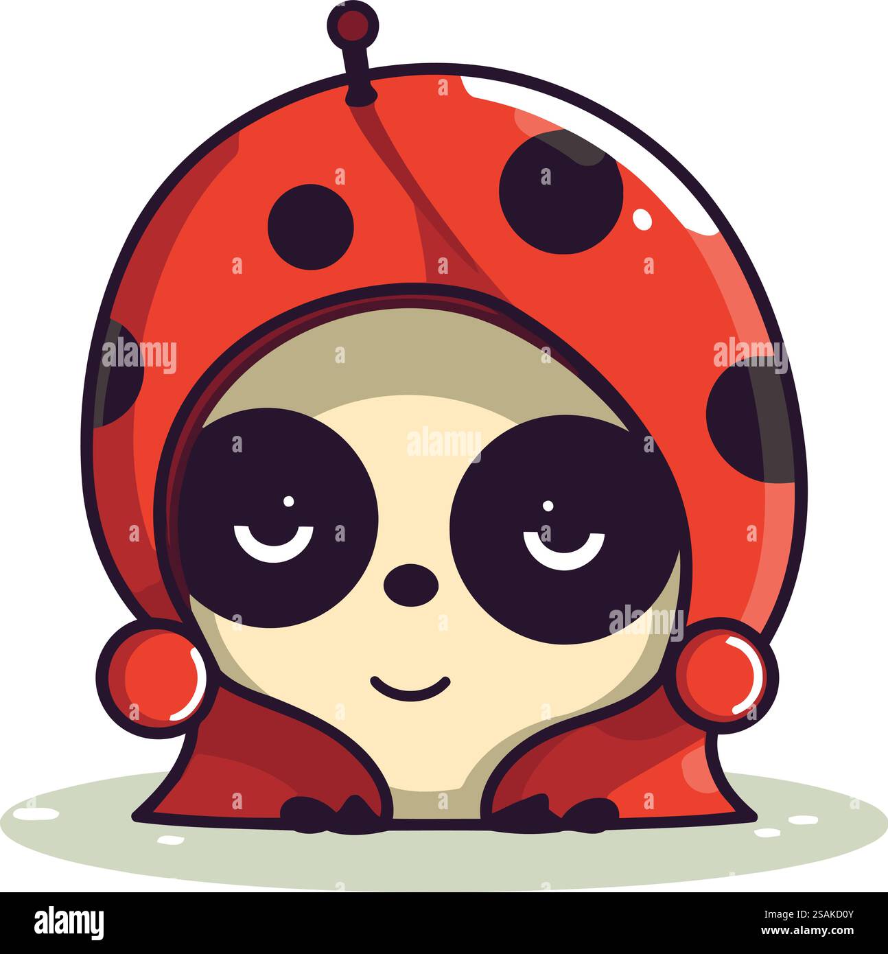 Cute cartoon ladybug with big eyes. Vector illustration isolated on ...
