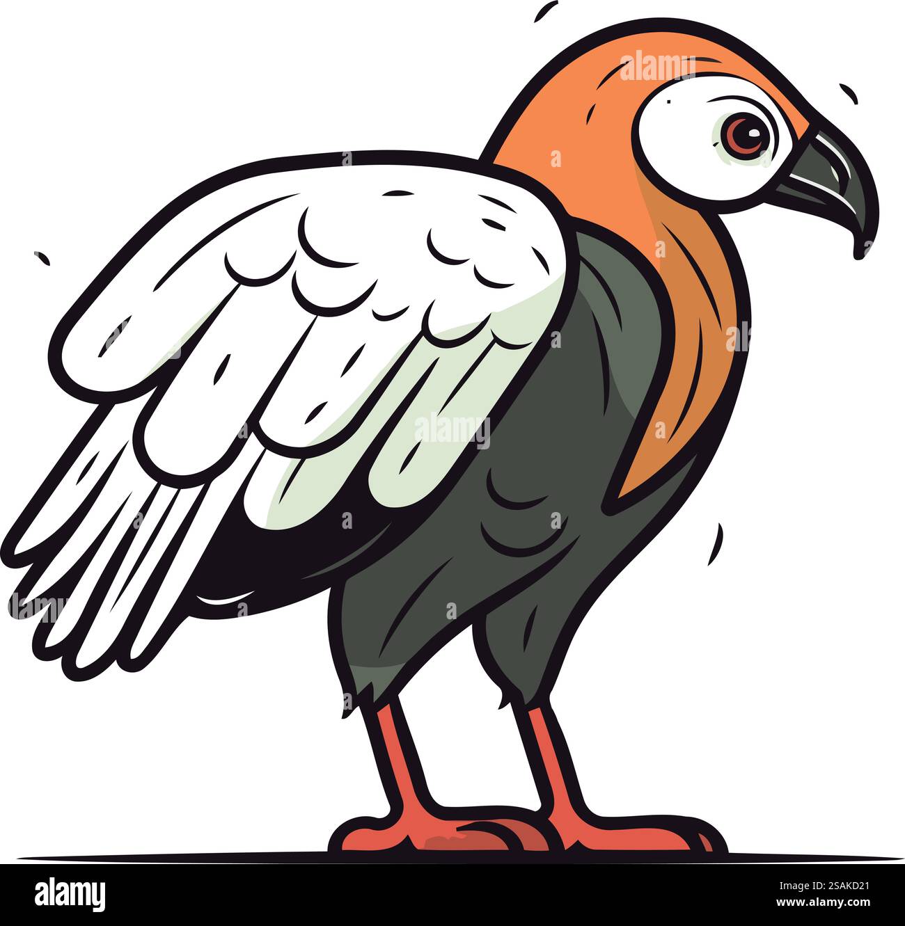 Vector illustration of a vulture on a white background. Cartoon style ...