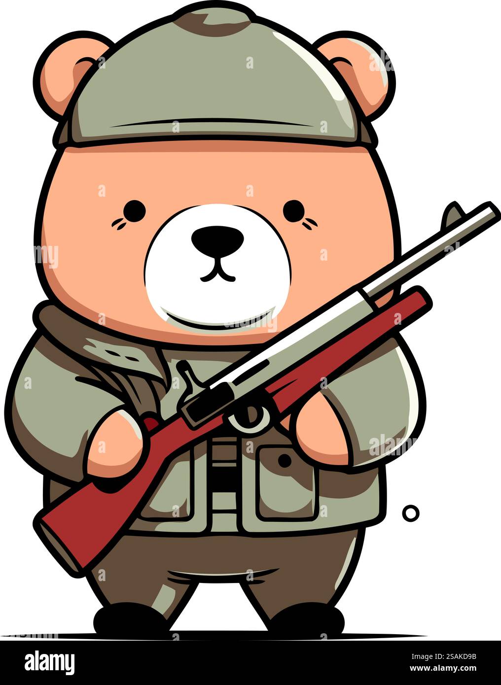 Cute bear in military uniform with a gun. Vector illustration Stock ...
