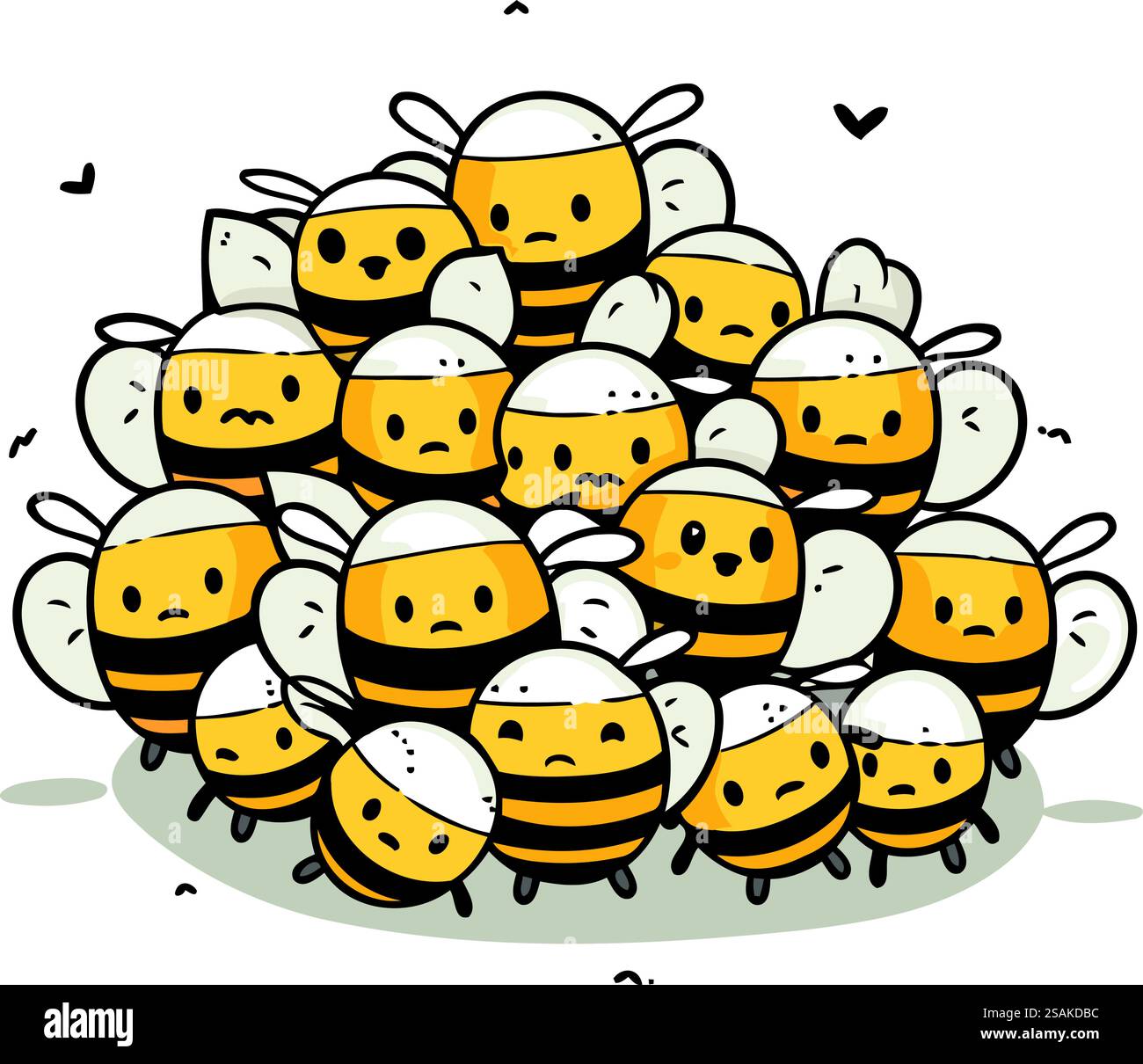 Illustration of a group of cartoon bees on a white background Stock ...